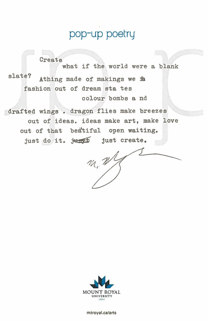 Pop-Up Poetry | Creative Connected Calgary